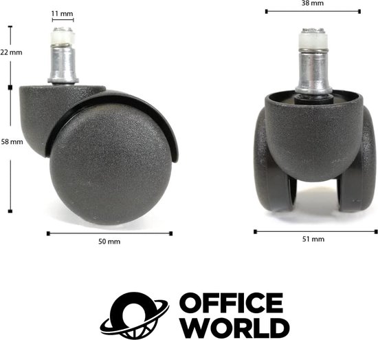 OfficeWorld Range Roulettes Pour Chaise De Bureau 10 Mm Ou 11 Mm 50 Mm ...