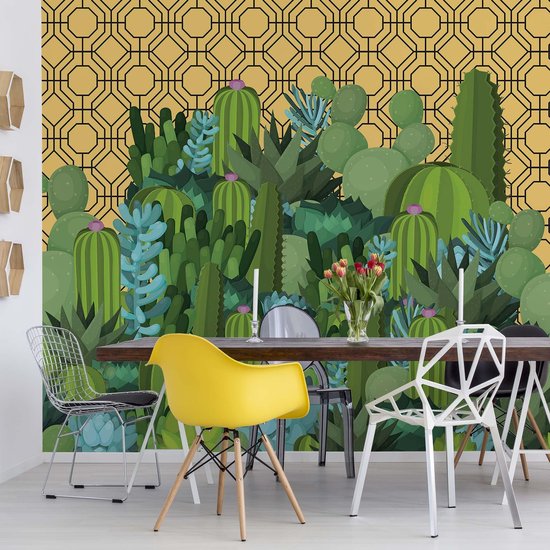 Fotobehang Modern Cactus Design | VEL - 152.5cm x 104cm | 130gr/m2 ...