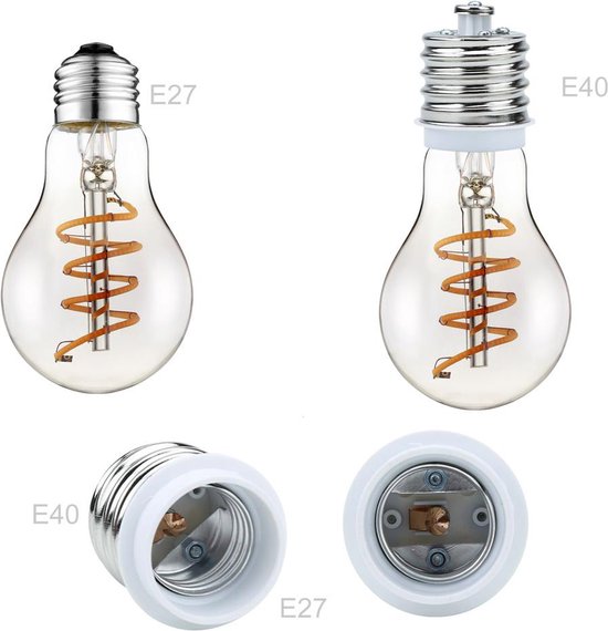 Intirilife E40 naar E27 fittingadapter in WIT - 4x lampadapter voor het omzetten van... | bol