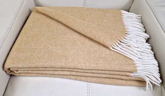 Wollen Plaid - OSLO - Okergeel (140x200cm) 100% Wol - ECO Deken ...