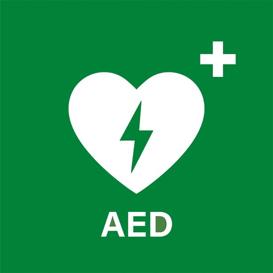 Pictogram/ bord | "AED" | 20 x 20 cm | Dikte: 1 mm | Defibrillator ...