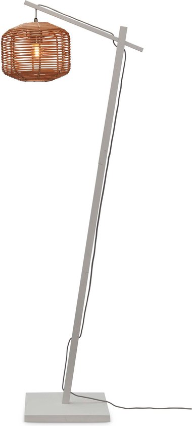 GOOD&MOJO Vloerlamp Tanami - Bamboe Wit/Rotan - 55x30x150cm - Modern ...