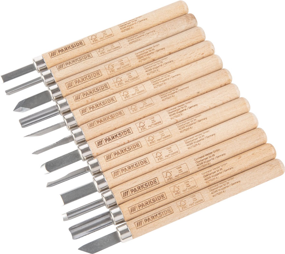 Parkside Snijgereedschap - Set: 12-delig - Materiaal: staal en hout ...