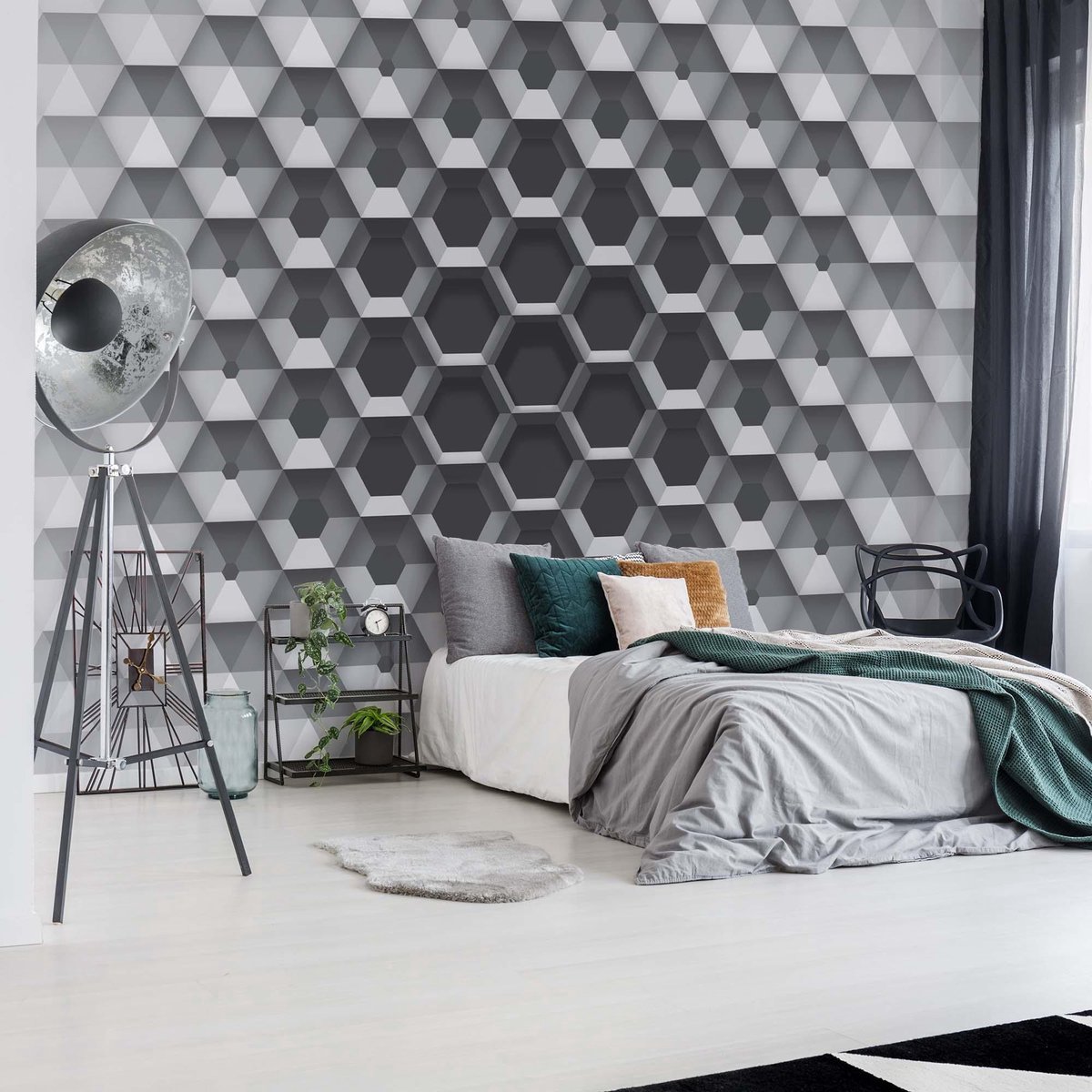 Fotobehang - Vlies Behang - 3D Hexagons - 416 x 290 cm | bol