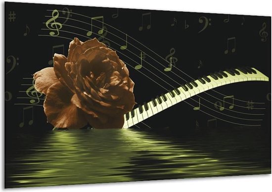 Glasschilderij Roos - Groen, Bruin, Zwart - 120x70cm 1Luik - Foto Op ...