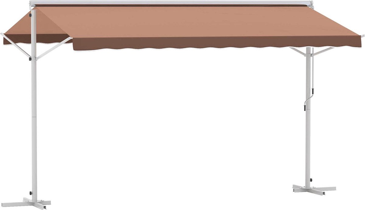 Outsunny Staande luifel met knikarm tuinluifel luifel zwengel 3,95 x 2 ...