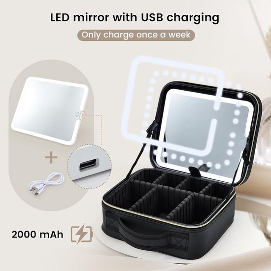Professionele Make-up Koffer met LED Verlichting en Spiegel - Grote ...