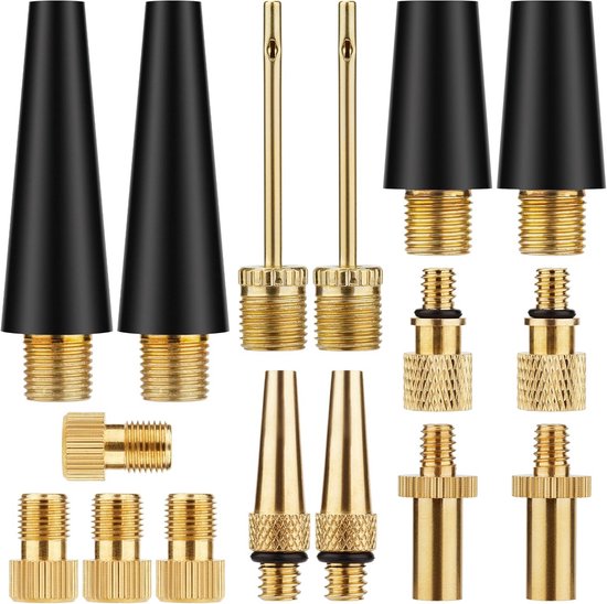 Set van 16 Fietsventiel Adapters van Presta naar Schrader met Naalden ...