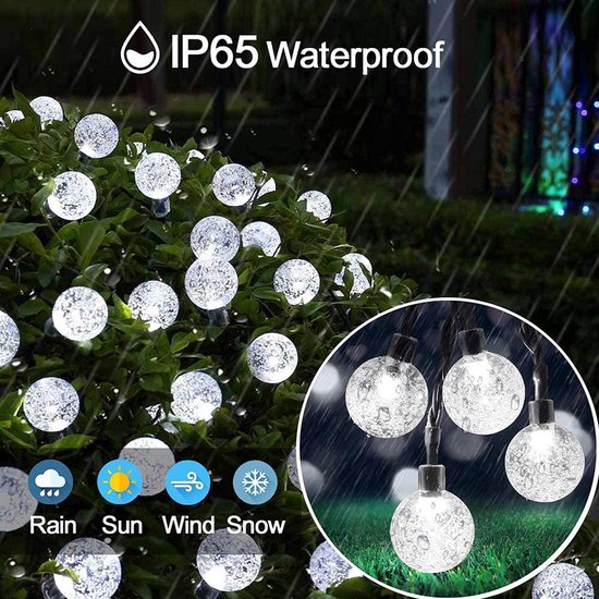 Solar Lichtsnoer Buiten 50 LED - Waterdicht Lichtsnoer met 8 Modi voor ...