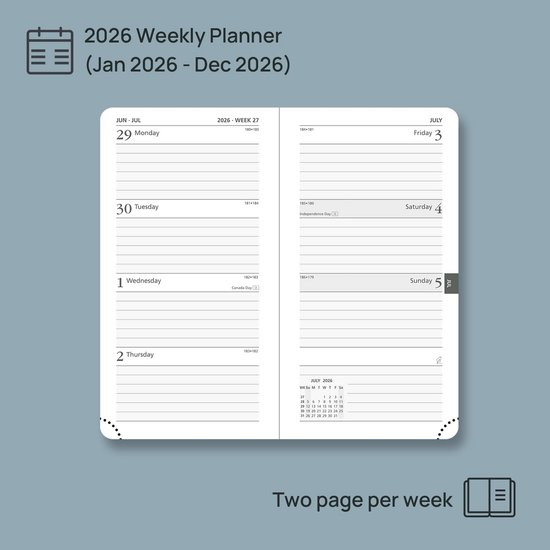 Slim Dagagenda 2026 Weekoverzicht Zakformaat Kalender met Harde Kaft | bol