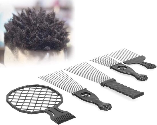 Afro Kam Set - 5 Stuks Roestvrij Staal Haar Styling Kam voor Krullend ...