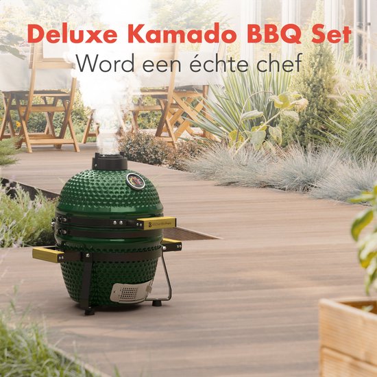 KitchenBrothers Kamado BBQ - 13 Inch Houtskool Barbecue - 27⌀ cm - PFAS ...