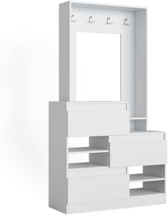 Wandkast hal wit 100 x 180 cm met veel opbergruimte | bol