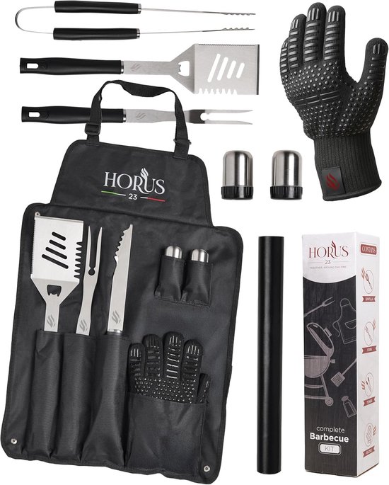 Uitgebreide BBQ Gereedschapset met RVS Accessoires, Schort en Grillmat ...