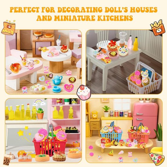 150 Delige Set Miniatuur Eten en Drinken Accessoires voor Poppenhuis en ...