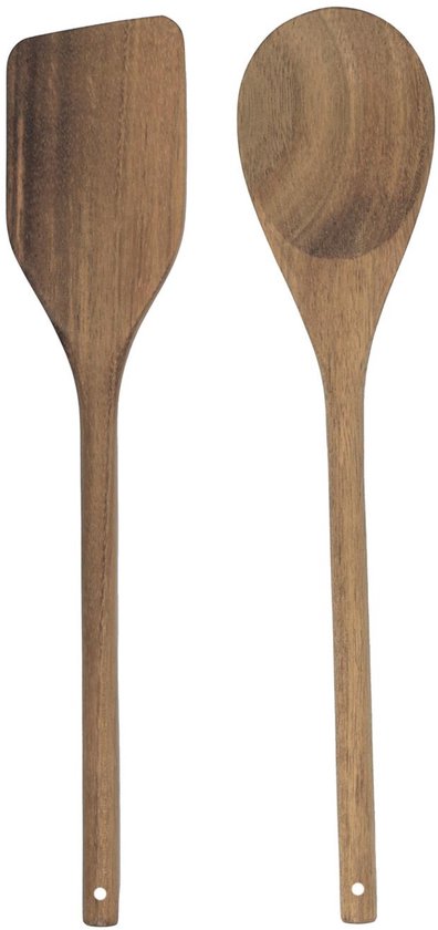 Home Deco Factory Sla couvert - acacia hout - lepel en spatel - H30 cm ...