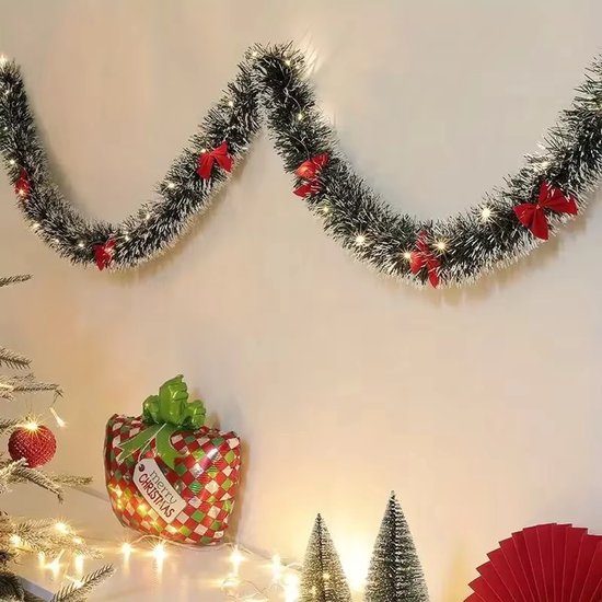 Zandarix Metallic Twist Kerstslinger 2m – Kunstkerstslinger met Warm ...