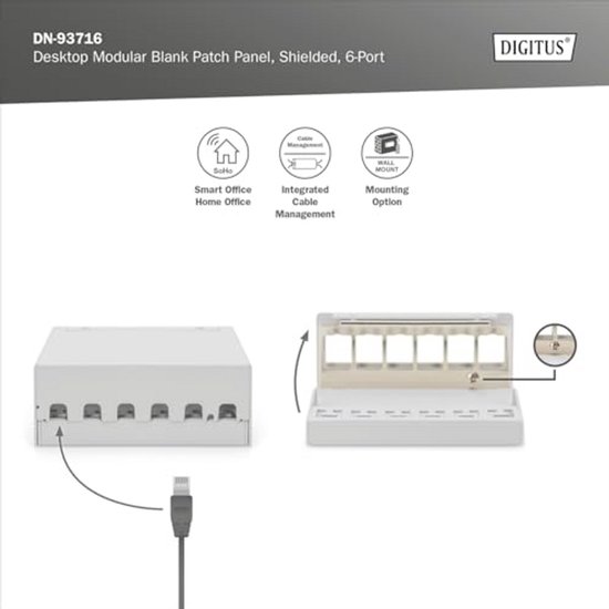 Modulaire Desktop Patch Panel - 6-poorts - Afschermd - Ideaal voor Wand ...
