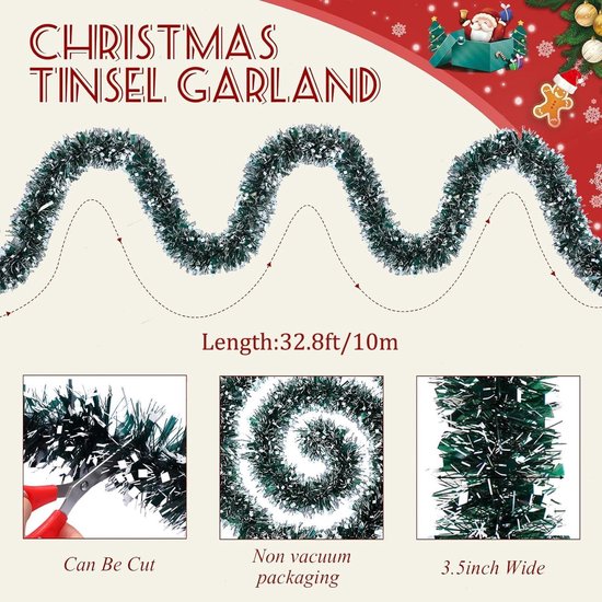 Kerstslinger 10 meter lang met groene kunsttakken voor binnen en buiten ...