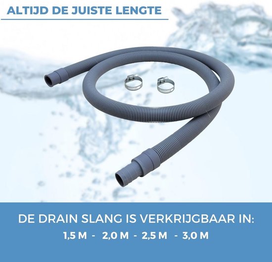 Universele Afvoerslangverlenging 1,5 m met Slangklemmen voor Vaatwasser ...