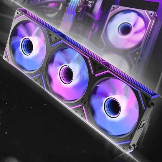 RGB PC-fan 120mm set van 3 met daisy chain en eindeloze spiegel | bol