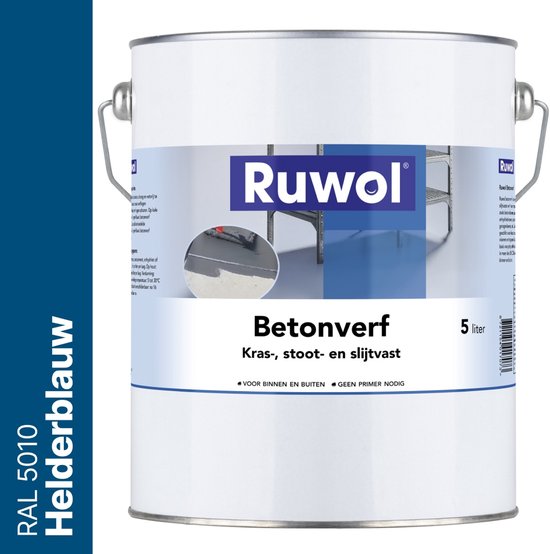 Ruwol Betonverf Helderblauw (RAL 5010) 5 liter - Voor binnen en buiten ...