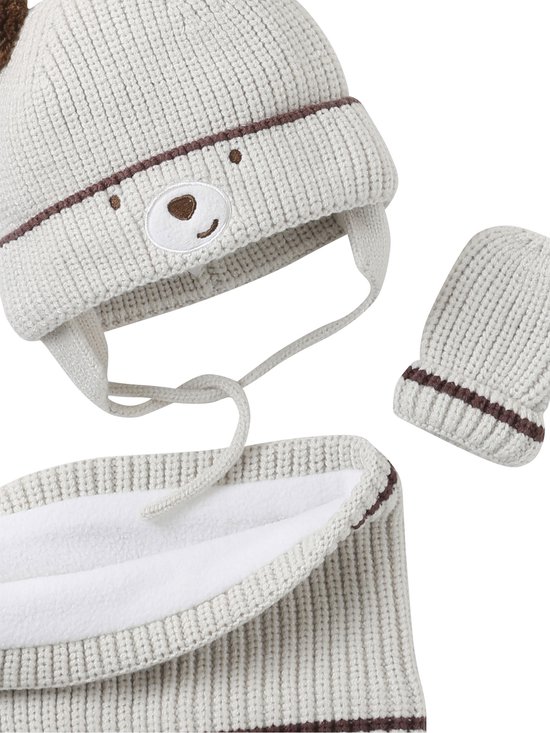 Vertbaudet Babyset muts « Ourson », snood en wanten baby | bol
