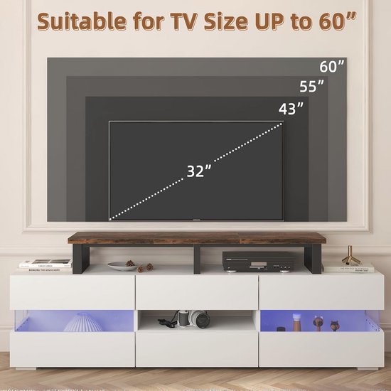 Grote TV verhoger voor 32-60 inch TV - Stalen poten - Tafelblad TV ...