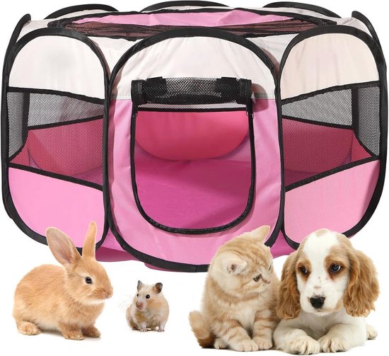 Inklapbaar Hondenpark en Kattenverblijf voor Binnen - 74 x 74 x 43 cm ...