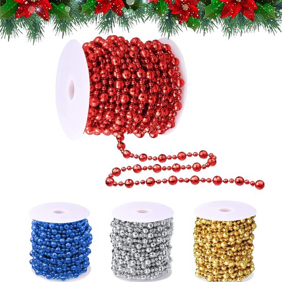15 Meter Kerstslinger Kralen voor Kerstboom Decoratie - Diverse Kleuren ...