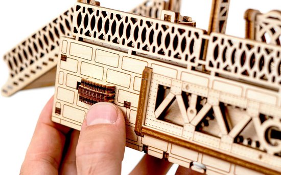 Mechanische 3D Houten Puzzel Model Treinstation met Bewegende ...