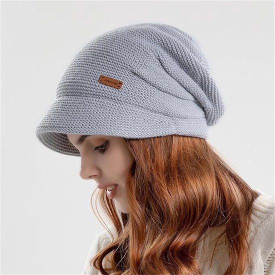 Wintermuts Voor Dames - Fleecevoering - Warme Gebreide Slouch Muts ...