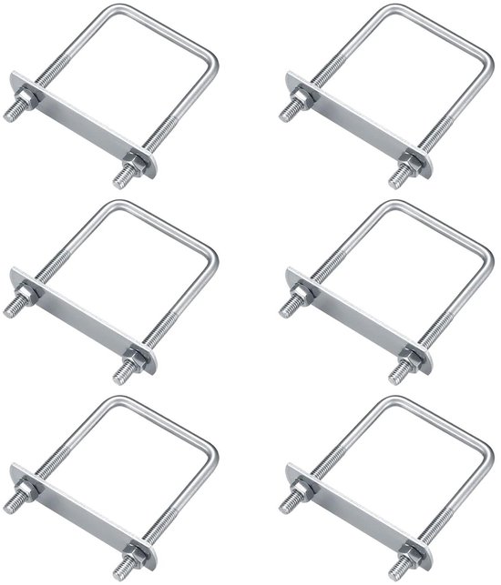 6-Pack U-Bouten, Vierkante Beugel, U-beugel met Moer - RVS U-bout voor ...