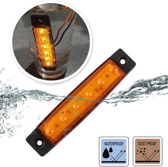 Set de 6x Feux de Balisage Latéral LED Jaune - Éclairage Universel pour ...
