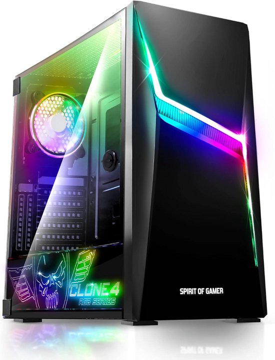 Midi Tower ATX Gaming PC Behuizing met Gehard Glas en RGB Ventilator ...