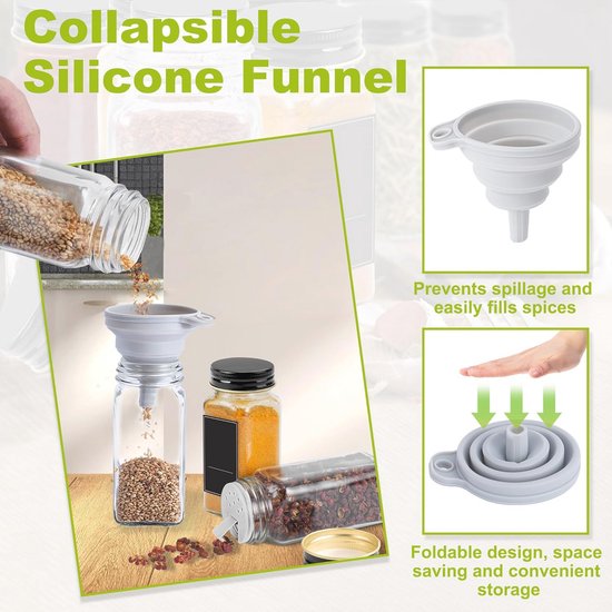 Set van 12 Vierkante Kruidenpotjes met Deksel - 120 ml, Ruimtebesparend ...