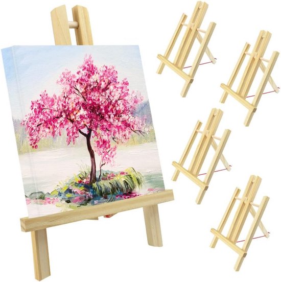 4x Houten Tafel Ezel Set - Stevige Mini Ezel voor Tekenen, Schilderen ...