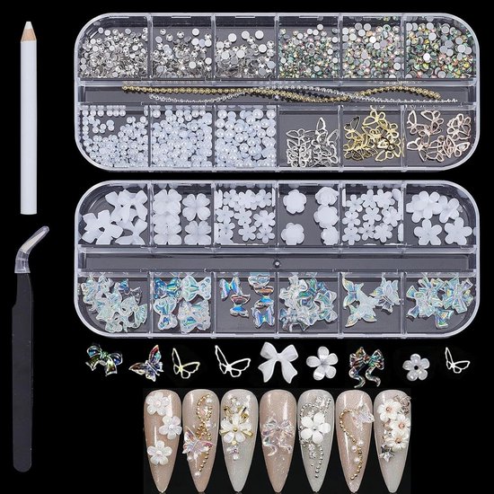 EGoods - Acryl Nagel Hanger Met Vlinderdas en Edelstenen voor Nail Art ...
