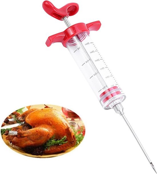 Vlees Injector Spuit voor Turkije, Rundvlees, Steak BBQ - Met Schroef ...
