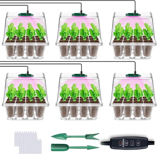 Mini Kweekkas Set met LED Kweeklamp en Timer - Binnen Planten Groeien | bol