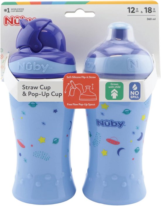 Dubbel pak anti-lek drinkbekers met rietje en tuit voor peuters en ...
