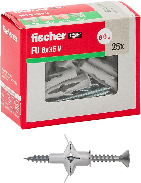 Butterfly pluggen met schroef - 6 x 35 mm voor gipsplaten, panelen en ...