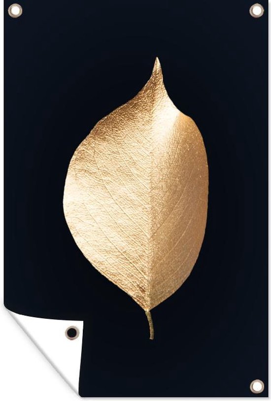 Tuinposters buiten Blad - Zwart - Goud - 60x90 cm - Tuindoek | bol.com