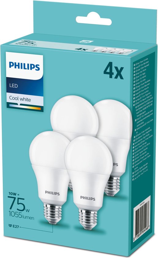 Philips Lamp, 10 W, 75 W, E27, 1055 lm, 15000 uur, Koel wit | bol.com