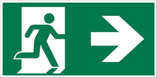 Pickup Vluchtweg - Rechtsaf - conform NEN-EN-ISO 7010 bord 30x15 cm | bol