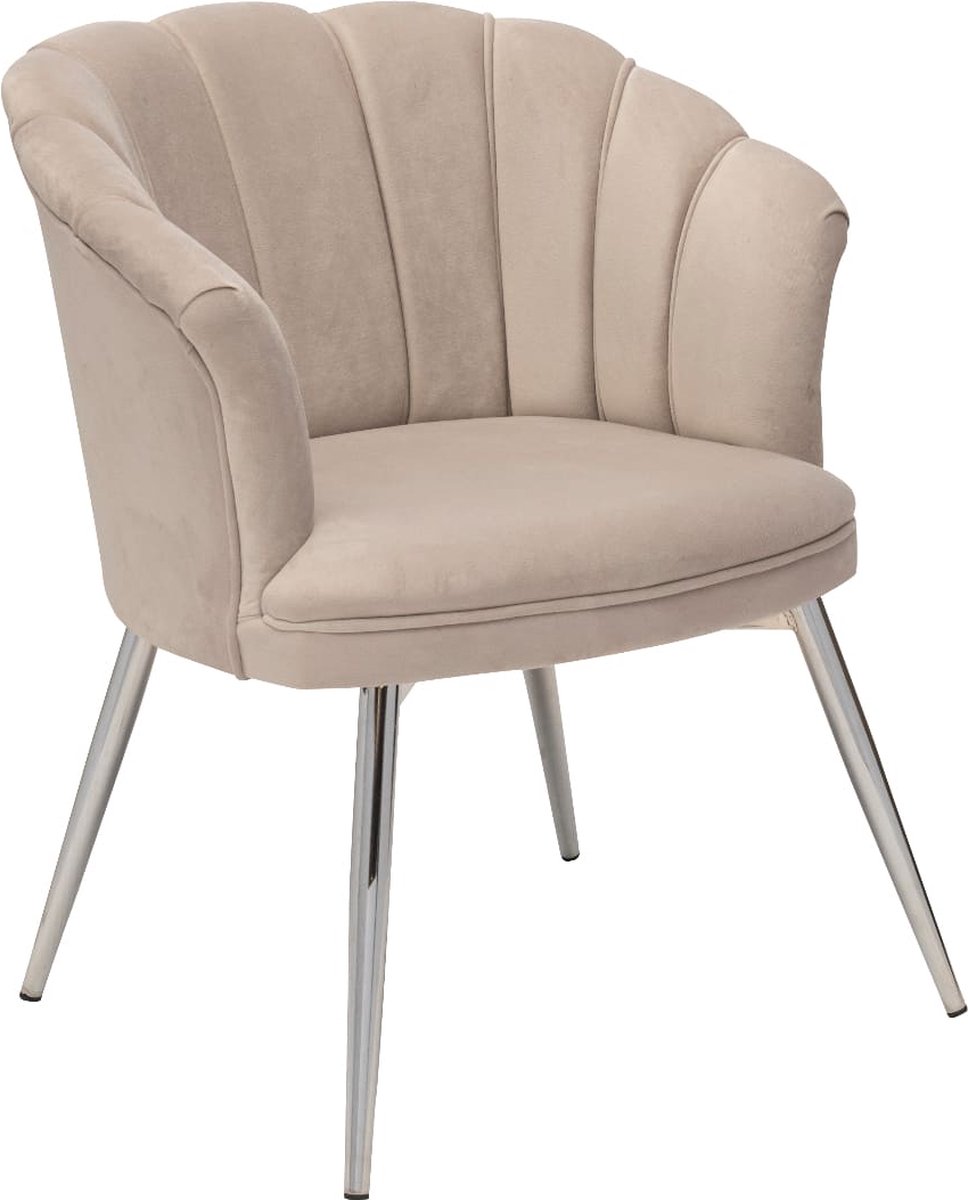 Eetkamerstoel Tina Velvet Schelp Crème | Zilveren Poten | bol.com
