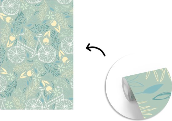 Behang - Fotobehang Fiets - Planten - Patroon - Breedte 170 cm x hoogte ...