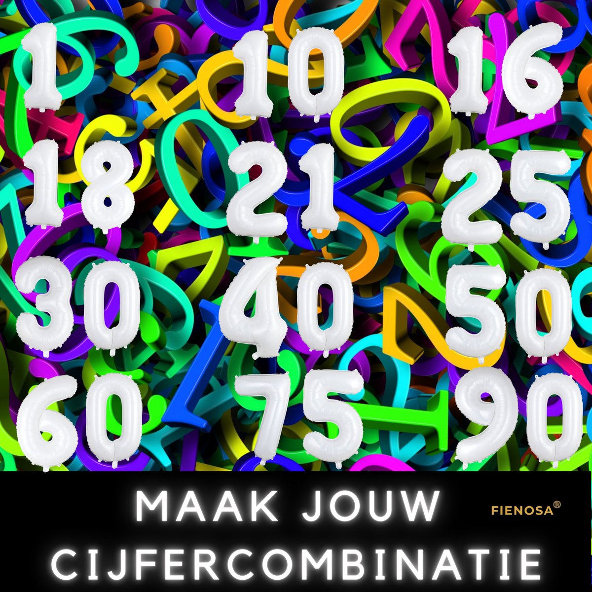 Cijfer Ballonnen - Nummer 1 - Wit - 82 cm - Helium Ballon - Fienosa ...