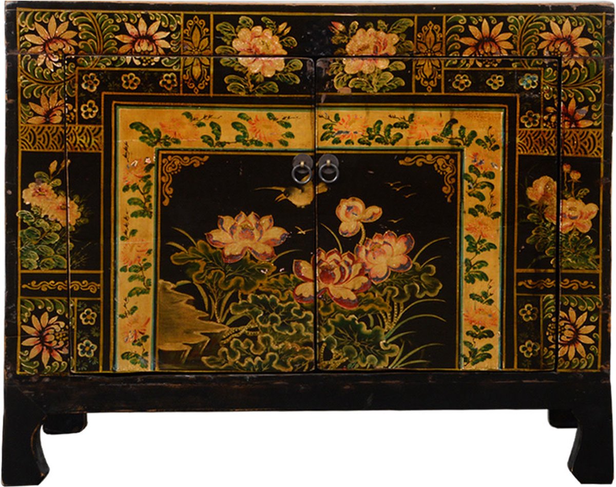 Fine Asianliving Antiek Chinese Kast Handpainted Waterlilies ...