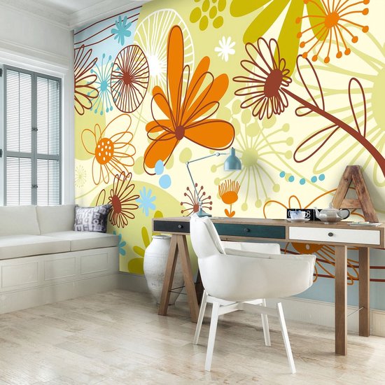 Fotobehang - Vlies Behang - Abstracte Bloemen - 254 x 184 cm | bol